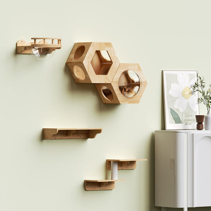 Cat Wall Set for Large Cat, Cat Wall Shelves | PETOMG | Rubberwood – petomg