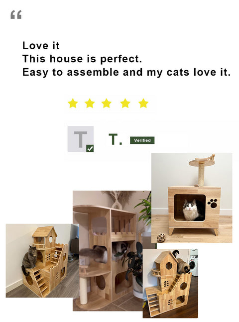 Cat Tree & Cat Tower | Rubberwood | Free shipping over AU & US | PETOMG ...