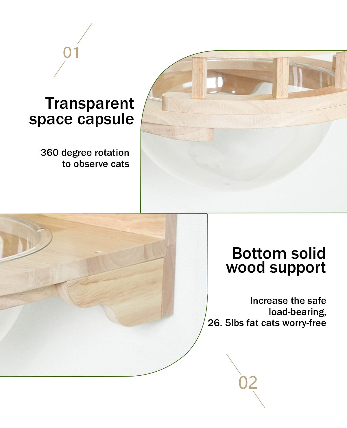 PETOMG Cat Perch, Cat Space Capsule, Cat Bed Furniture, Cat Wall Mount ...