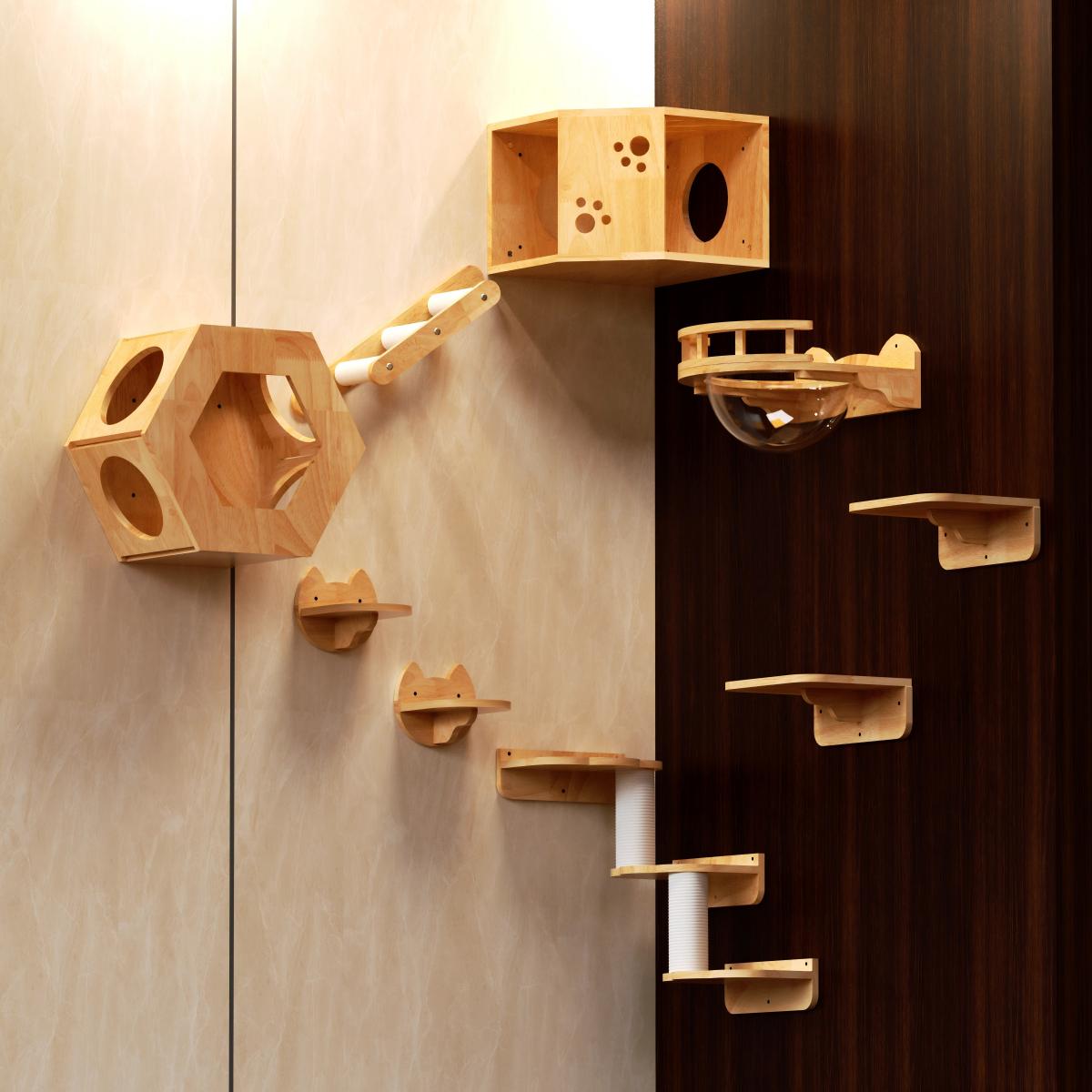 PETOMG Cat Shelves, DIY Cat Wall Shelf, Cat Walks | Cat Wall Mounted S ...
