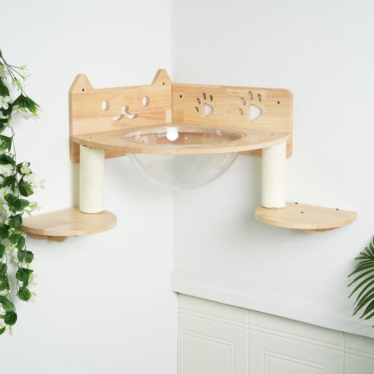 PETOMG Large Cat Perch, Large Cat Wall Bed, Cat Spaceship| Rubberwood ...