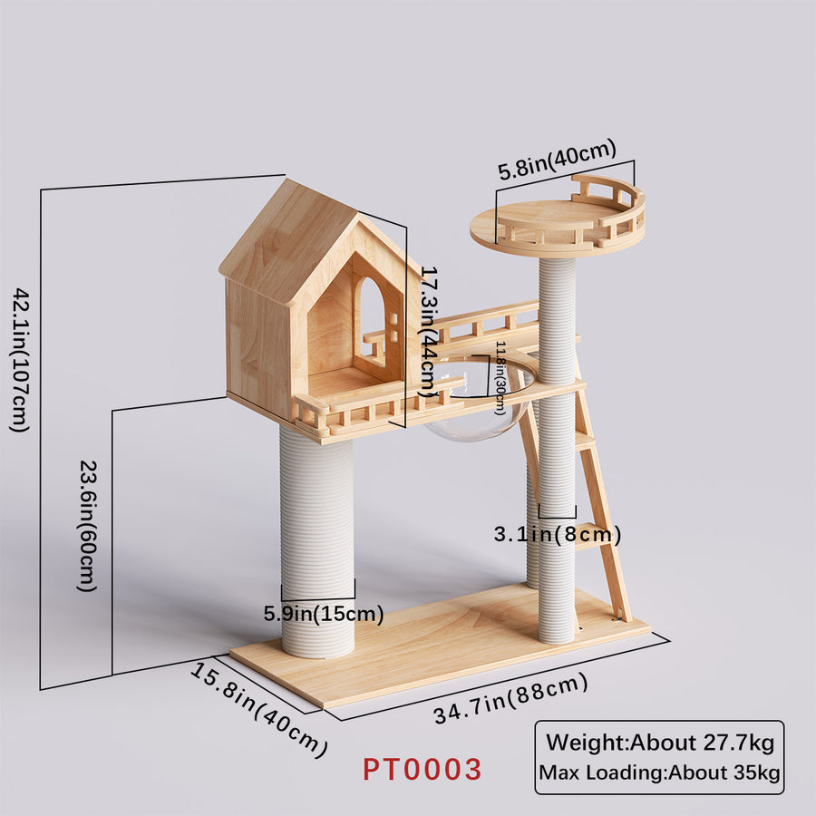 Cat Tree & Cat Tower | Rubberwood | Free shipping over AU & US | PETOMG ...