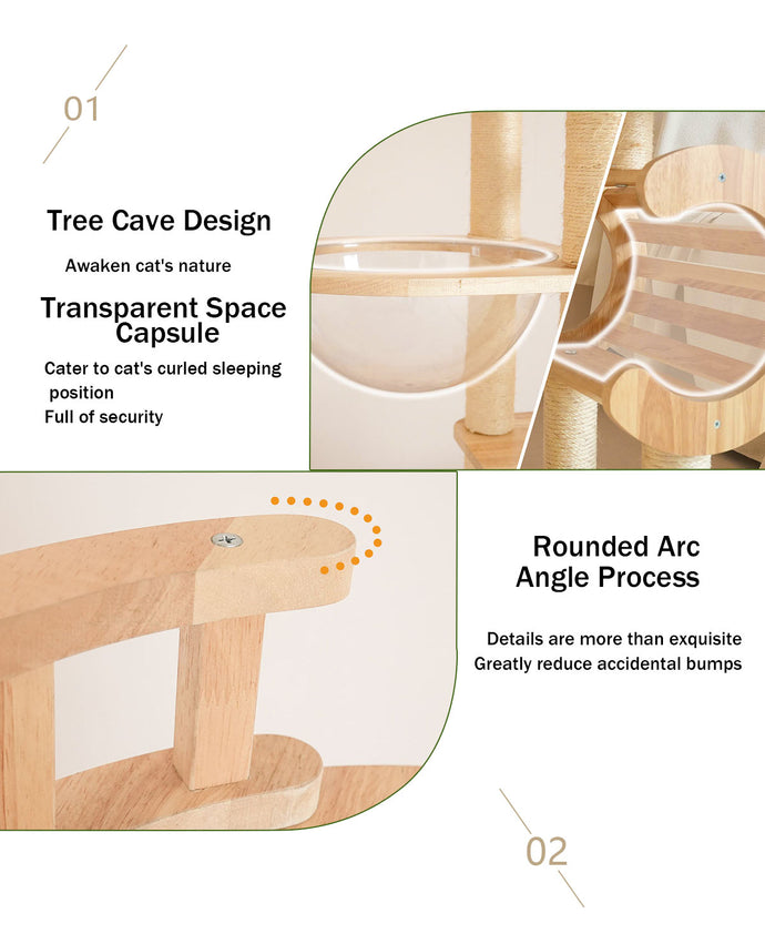 Cat Tree & Cat Tower | Rubberwood | Free shipping over AU & US | PETOMG ...